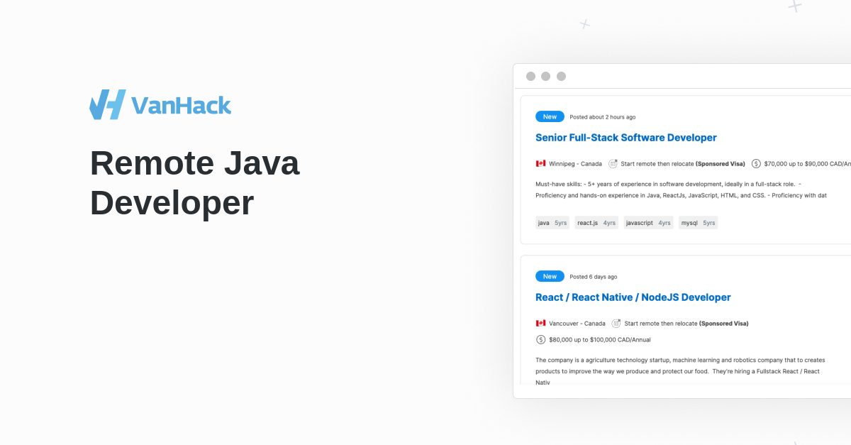 Remote Java Developer Vanhack